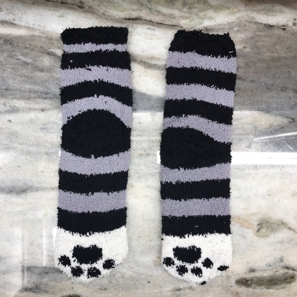 Other | Fluffy Light Purple Stripe Cat Paw Socks | Poshmark